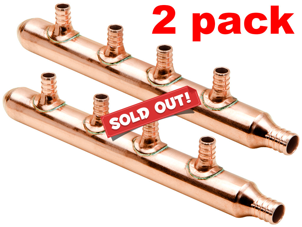 2 Pack 3/4in Inlet 1/2in PEX Water Outlet 4 Ports Closed ...
